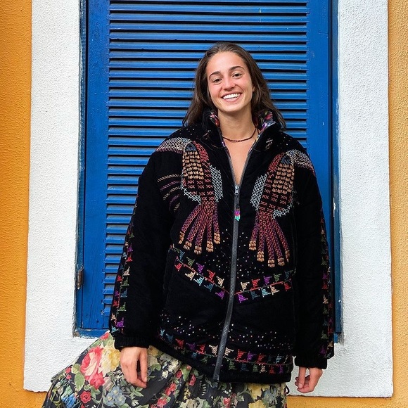 FARM Rio | Jackets & Coats | Farm Rio Embroidered Reversible Puffer ...